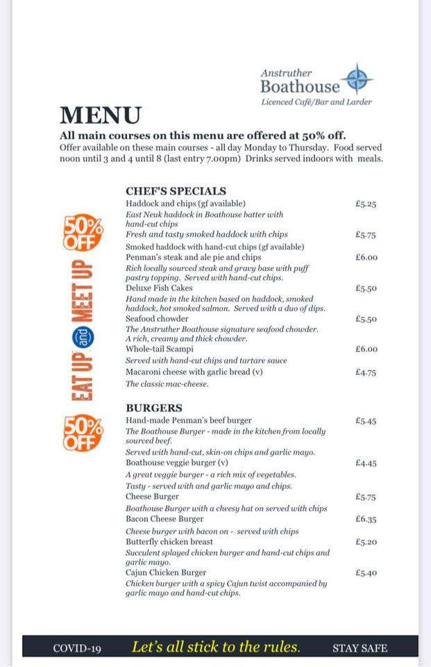 Menu at The Boathouse pub & bar, Anstruther