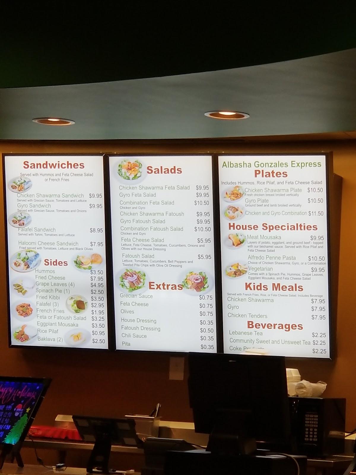 Menu at Albasha Express restaurant, Gonzales, N Airline Hwy