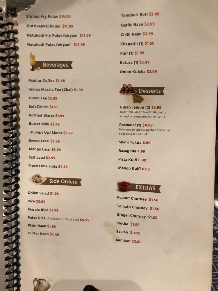 Menu at Charminar Indian Cuisine | Scarborough restaurant, Toronto
