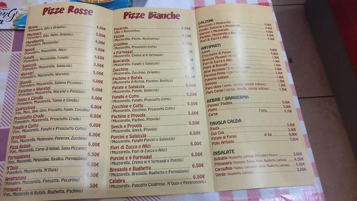 Menu at GLORIA EAT AND DRINK restaurant, Rome