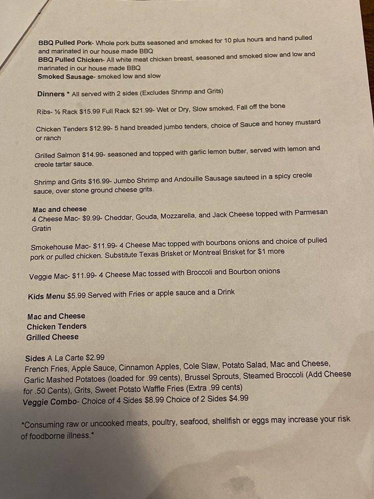 Menu at Junction 35 Spirits BBQ, Pigeon Forge