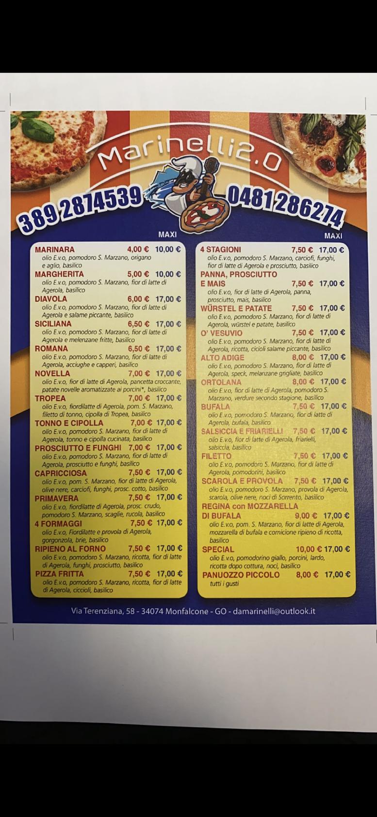 Menu da Pizzeria Da Marinelli 2.0, Monfalcone
