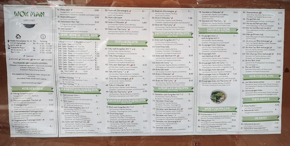 Speisekarte von WOK MAN restaurant, Darmstadt