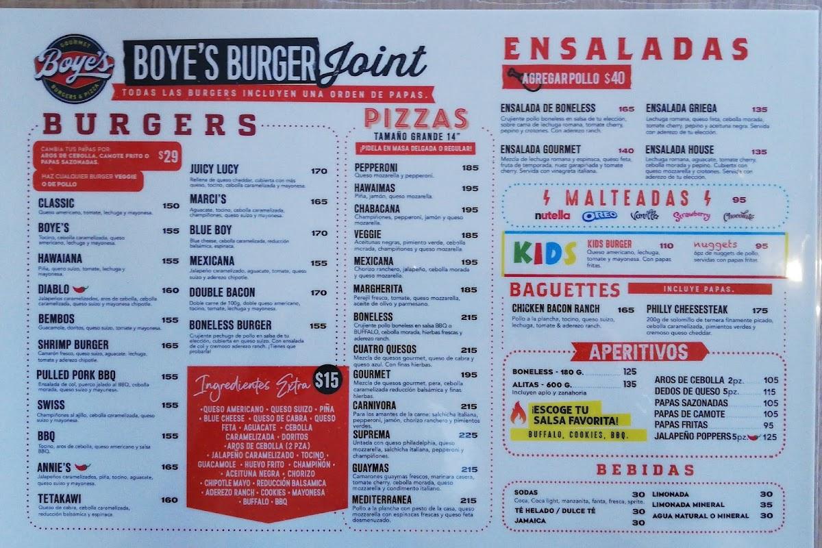 Menu at Boye's - Burgers & Pizza restaurant, San Carlos, Blvd. Manlio ...