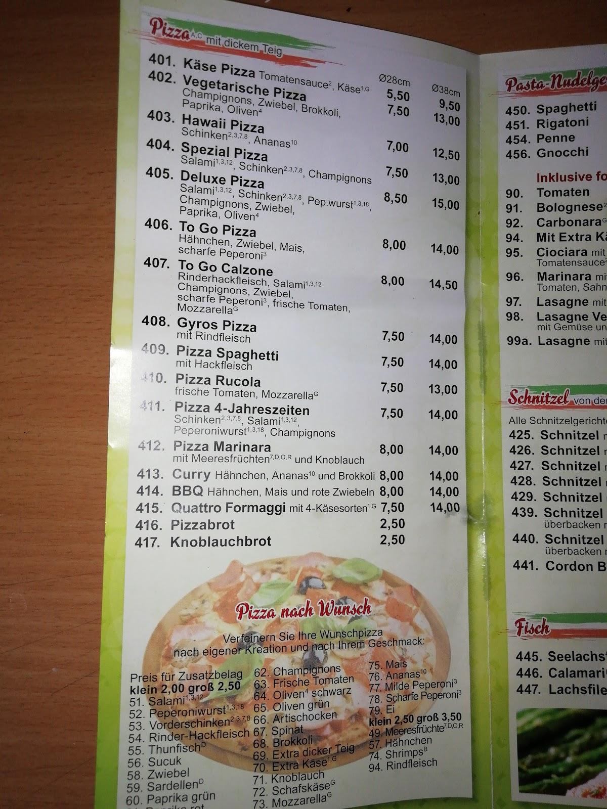 Menu at Food Corner - Pizza Kaiser, Frankfurt