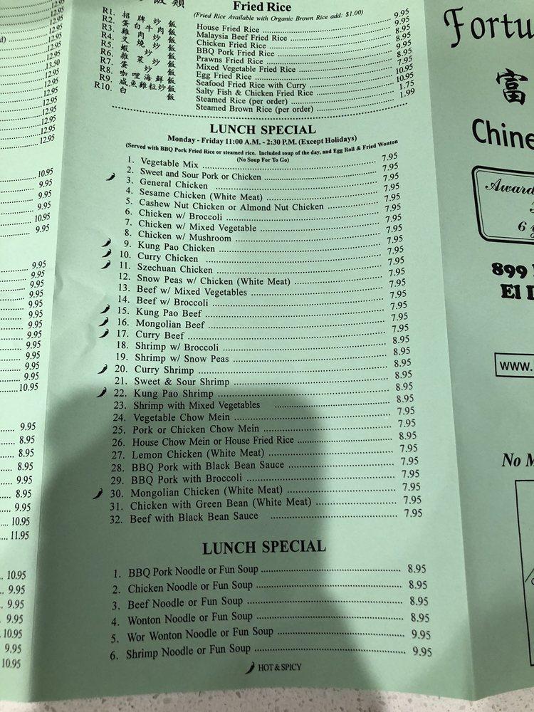 Menu at Fortune Garden Chinese Restaurant, El Dorado Hills