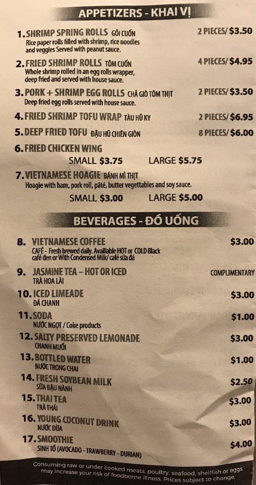 Menu at Rice N Pho Vietnamese Restaurant, Shippensburg