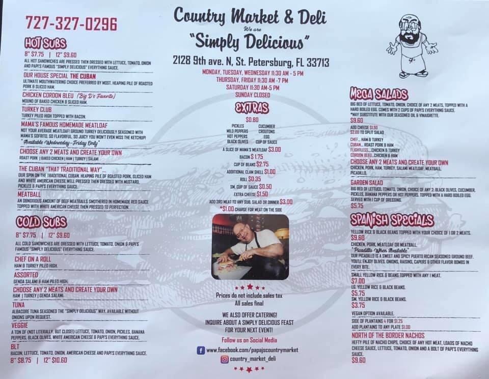 Menu at Simply Delicious restaurant, Saint Petersburg, 9th Ave N
