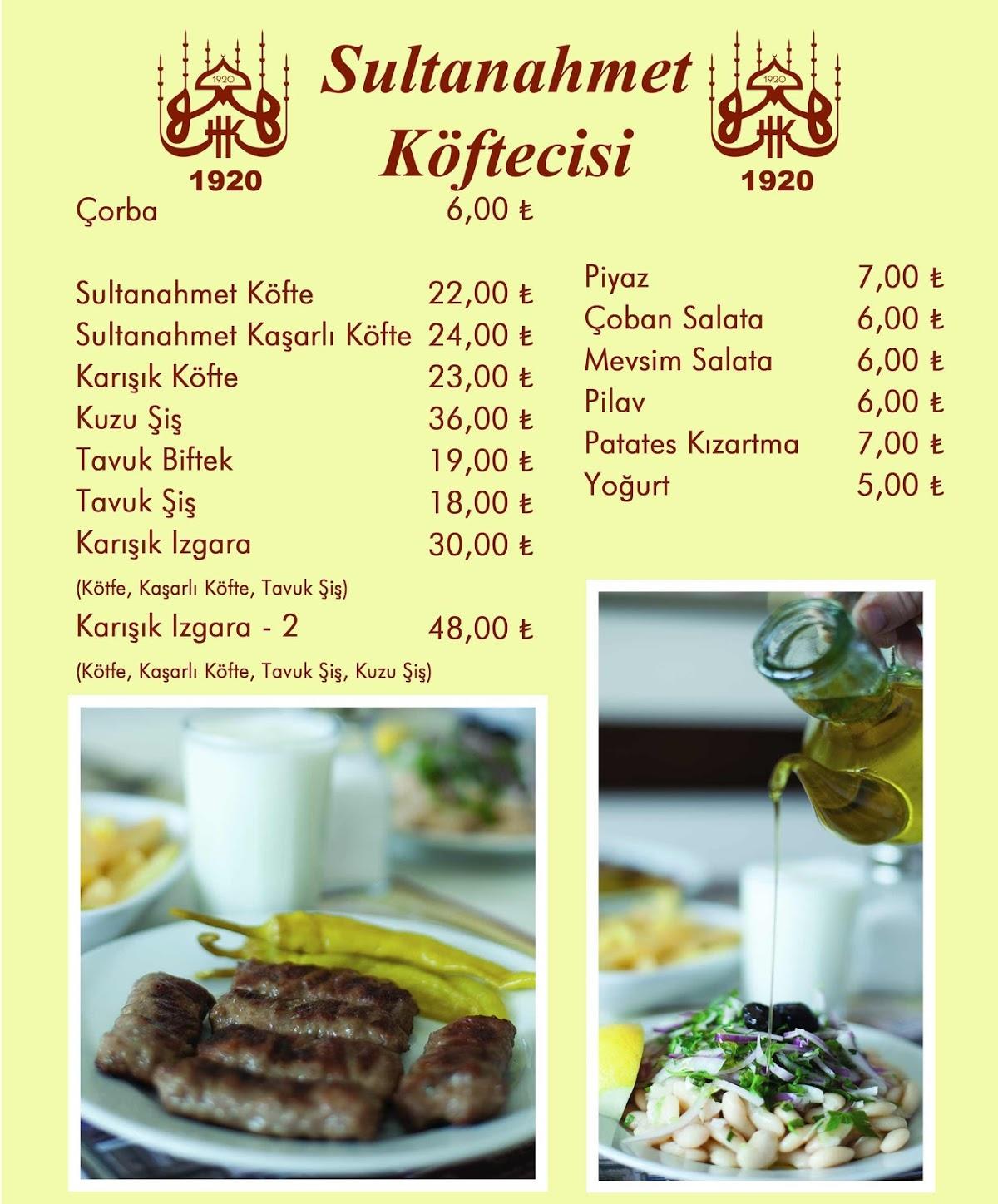 Menu at Sultanahmet K, Istanbul, Muvakkıthane Cd. No 31