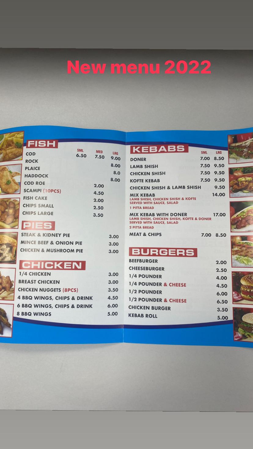 Menu at Uncle Jim's Fish Bar London, London