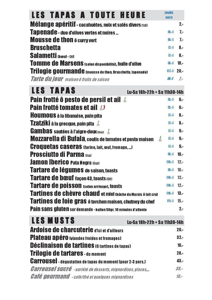 Menu at le43, Bulle