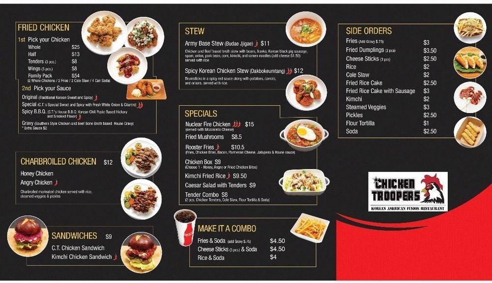 Menu at Chicken Troopers restaurant, Norwalk