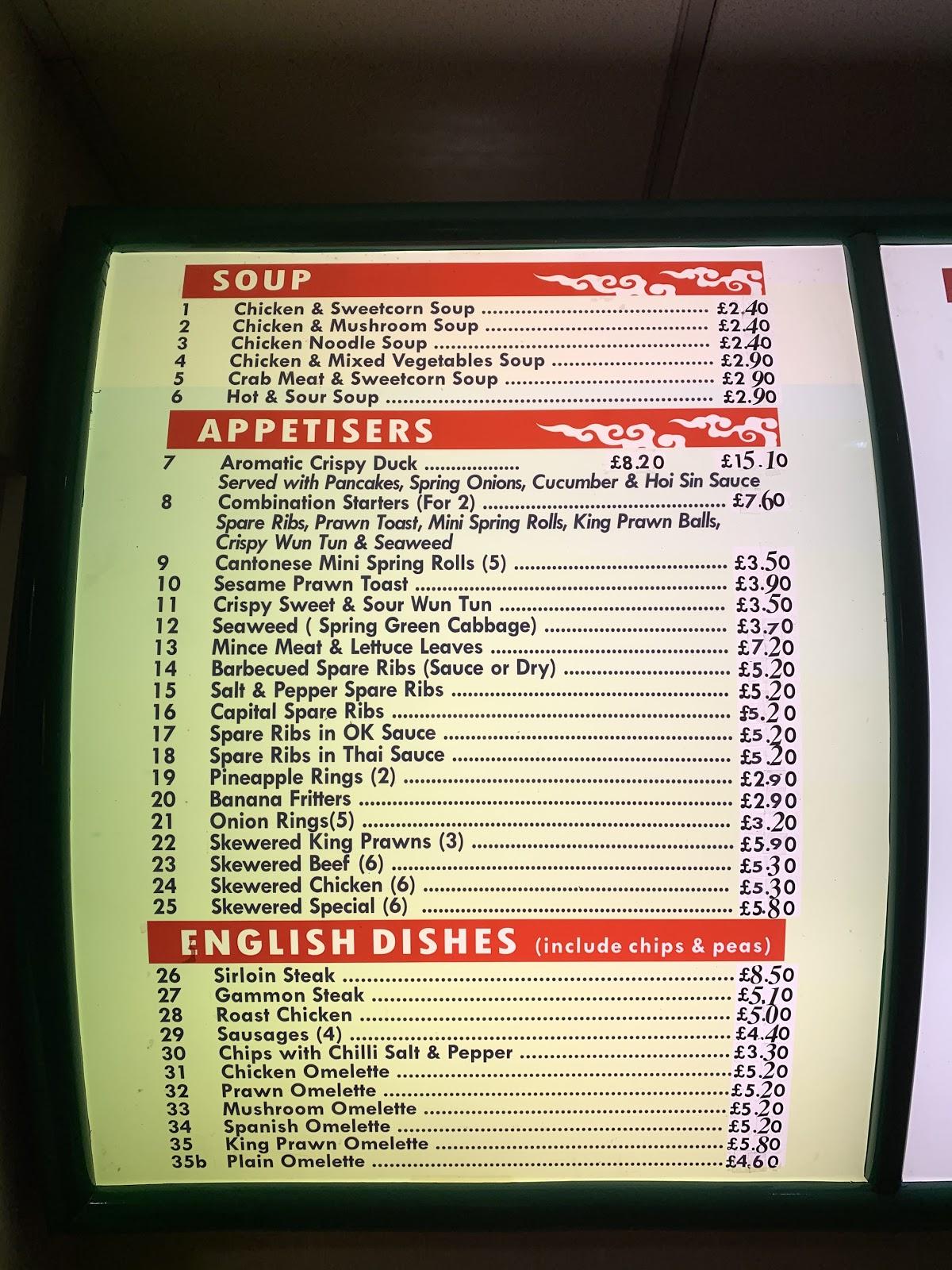 Menu at China Kitchen fast food, Retford