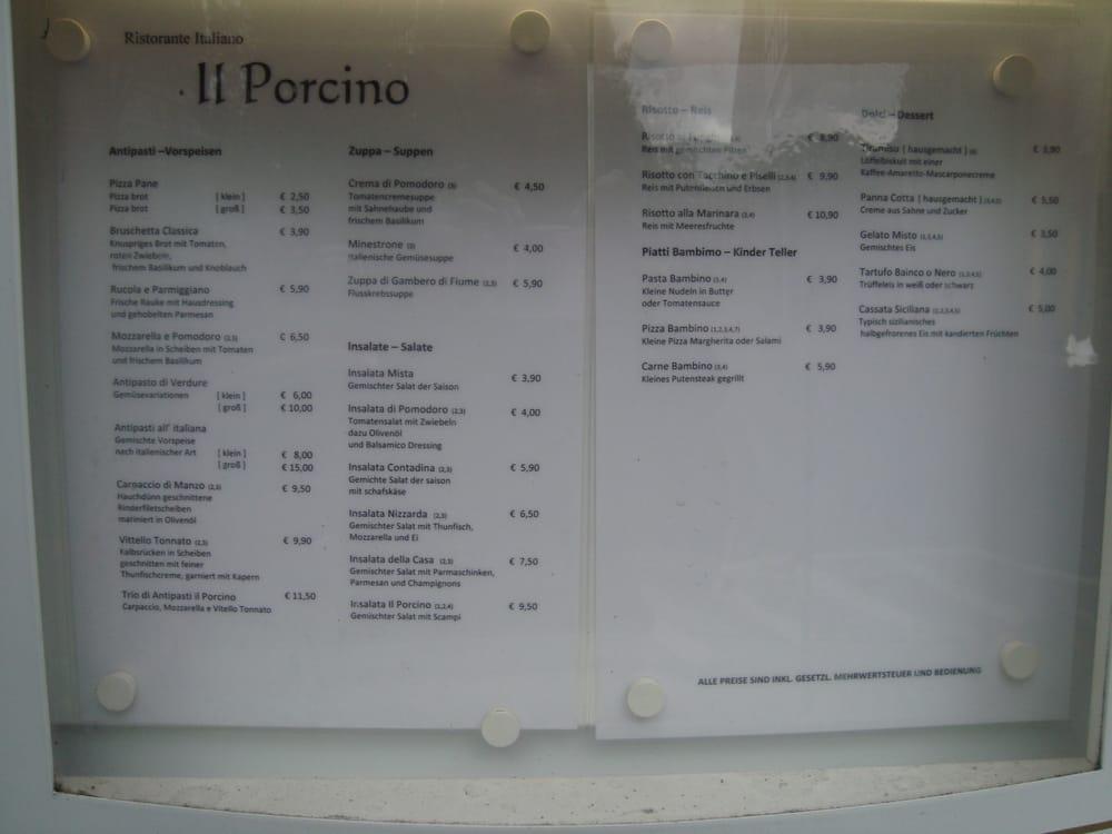 Speisekarte von Il Porcino restaurant, Hamburg, Wendlohstraße / Ecke Tibarg