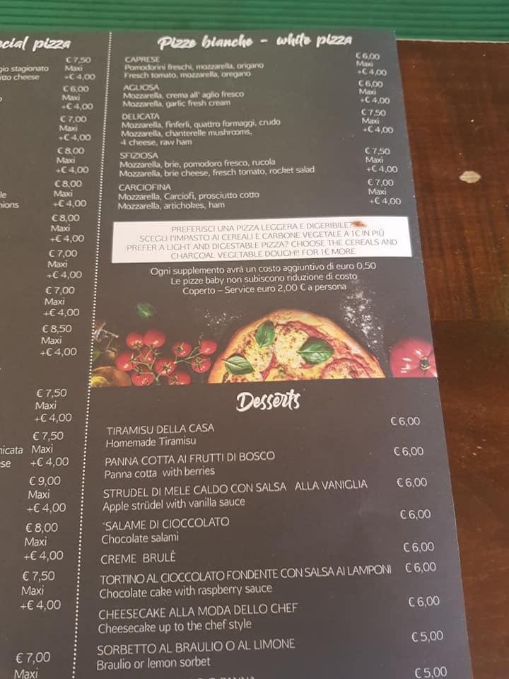 Menu at La Locanda restaurant, Livigno