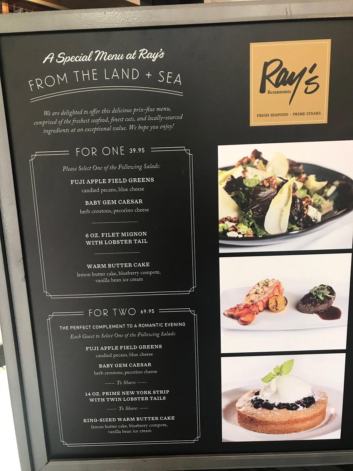Menu at Ray's In the City restaurant, Atlanta, 240 Peachtree St