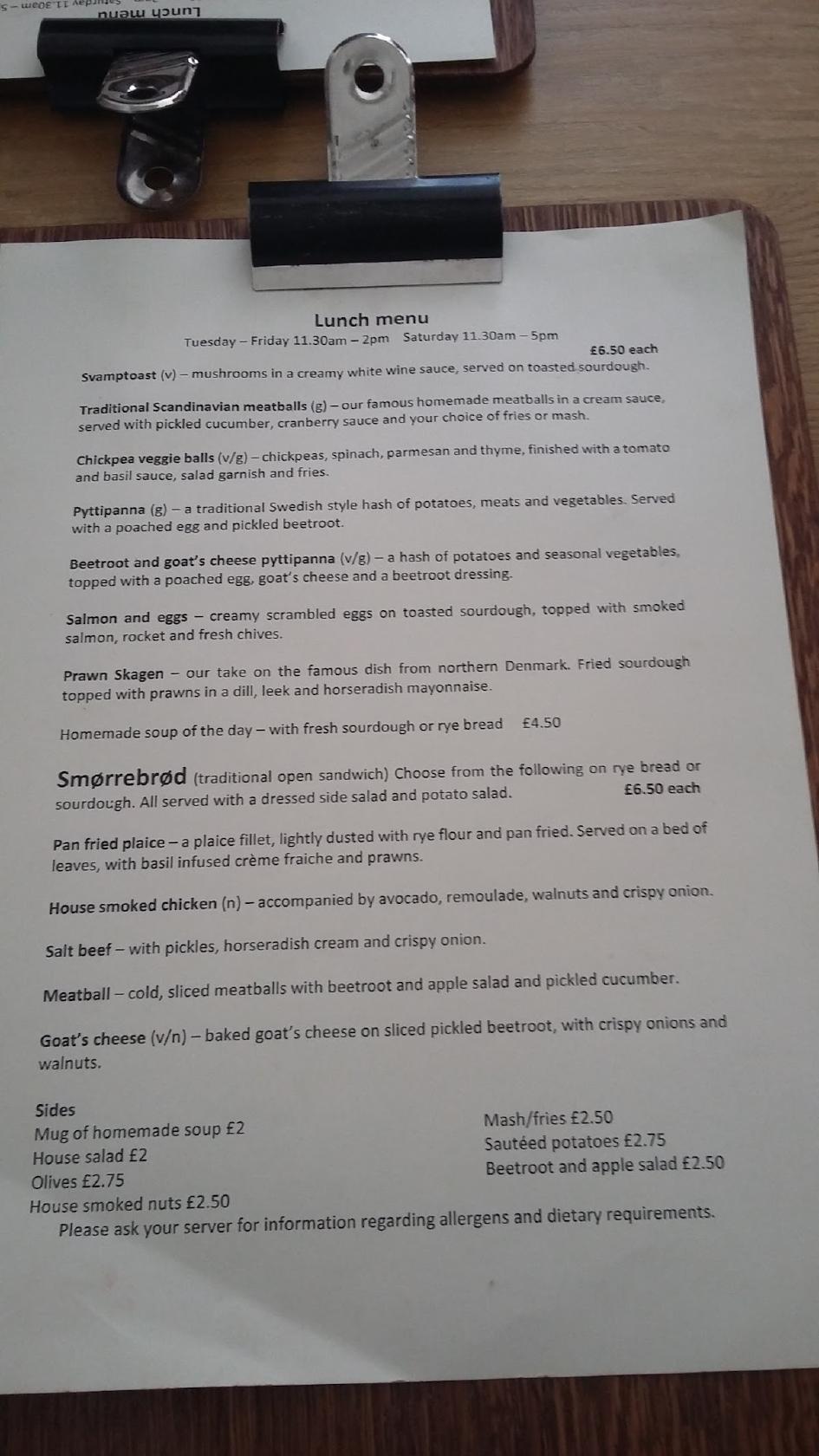 Menu at The Salt Bar, Macclesfield