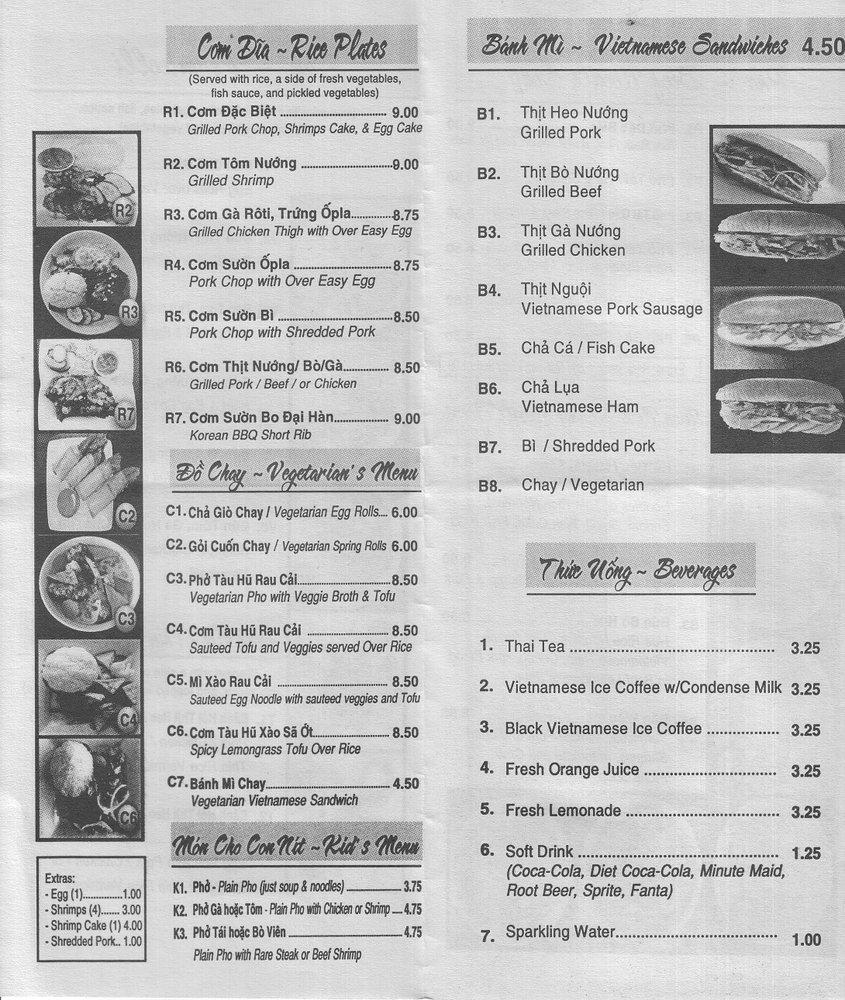 Menu at Vietnam House Restaurant, Alameda