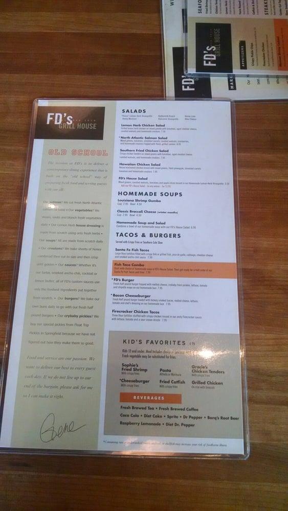 Menu at FD's Grillhouse pub & bar, Springfield