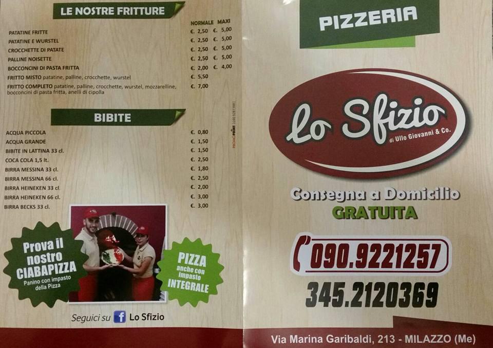 Menu da Lo Sfizio pizzeria, Milazzo