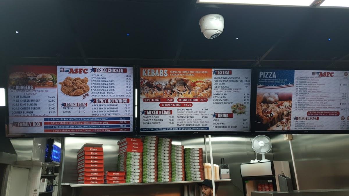 Menu at American Southern Fried Chicken fast food, Astley