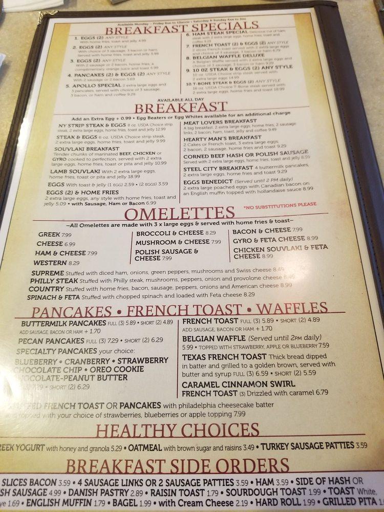 Menu at Apollo Family Restaurant, Buffalo, South Park Ave