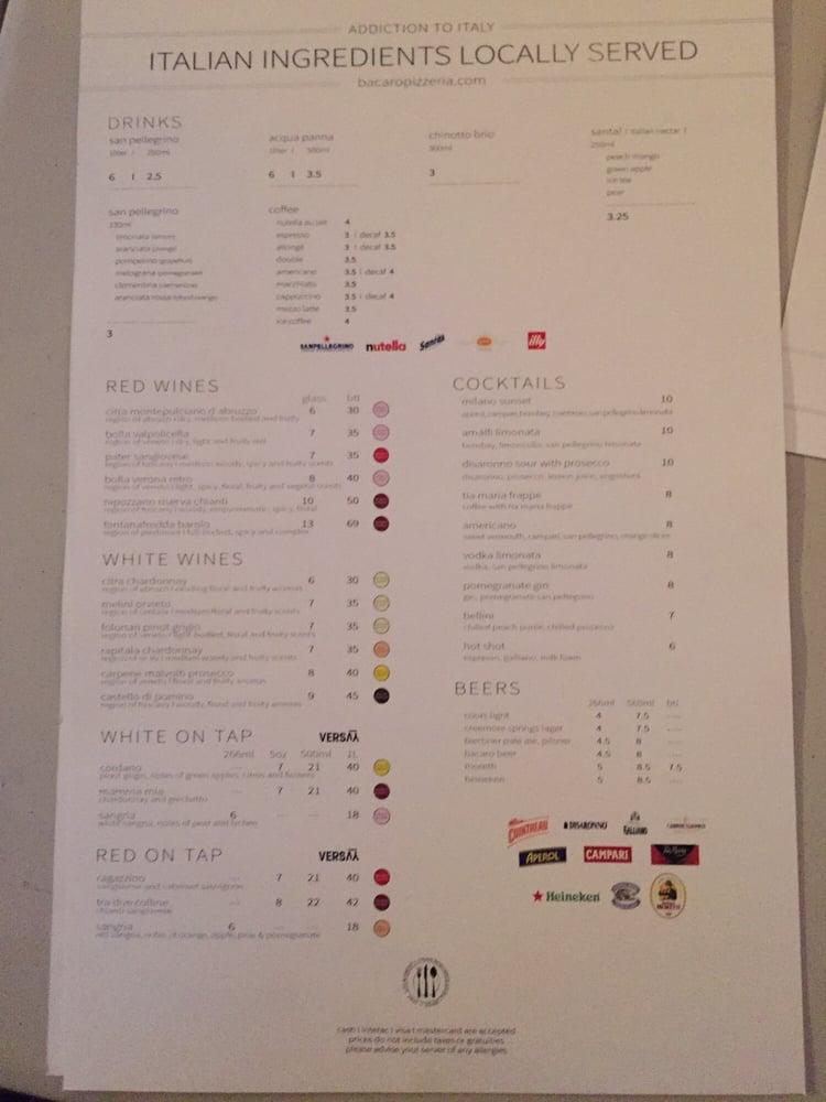 Menu at Bacaro Pizzeria - Monkland, Montréal, Monkland Ave