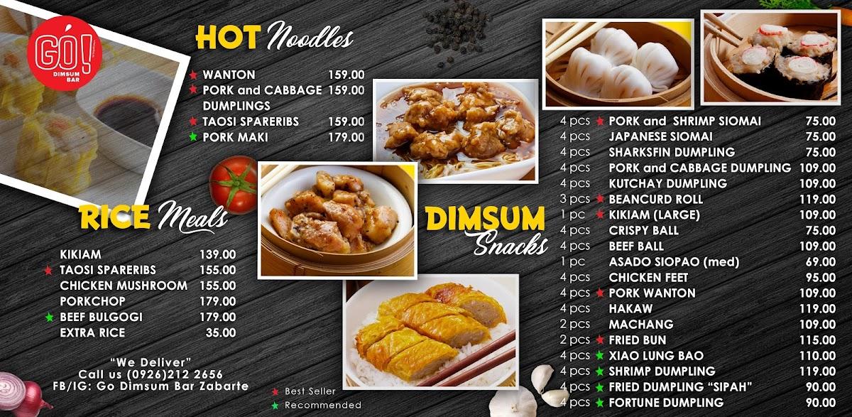Menu at Go! Dimsum Bar Zabarte, Quezon City