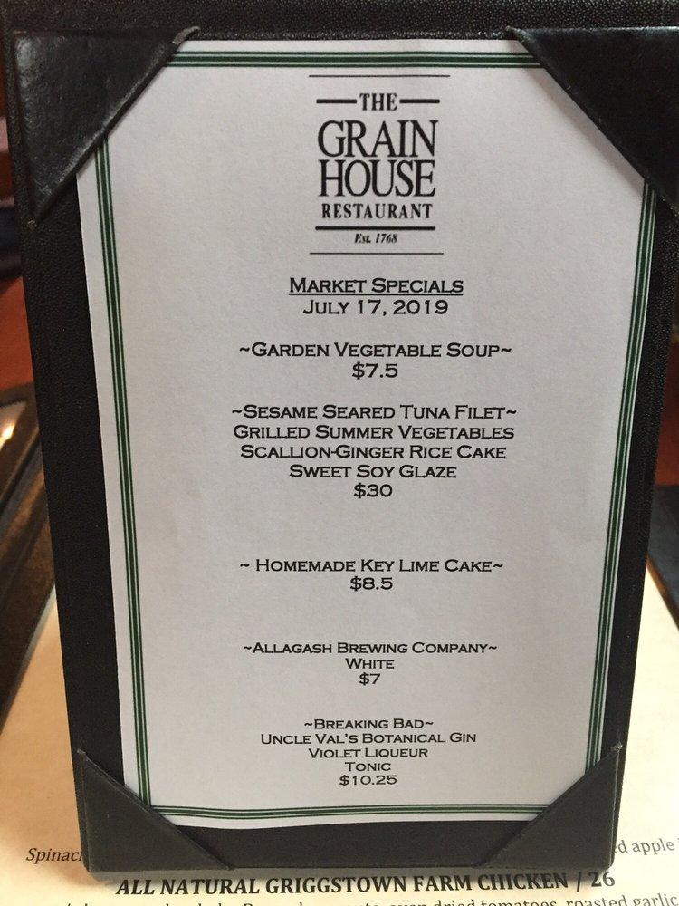 Menu at Grain House pub & bar, Bernards