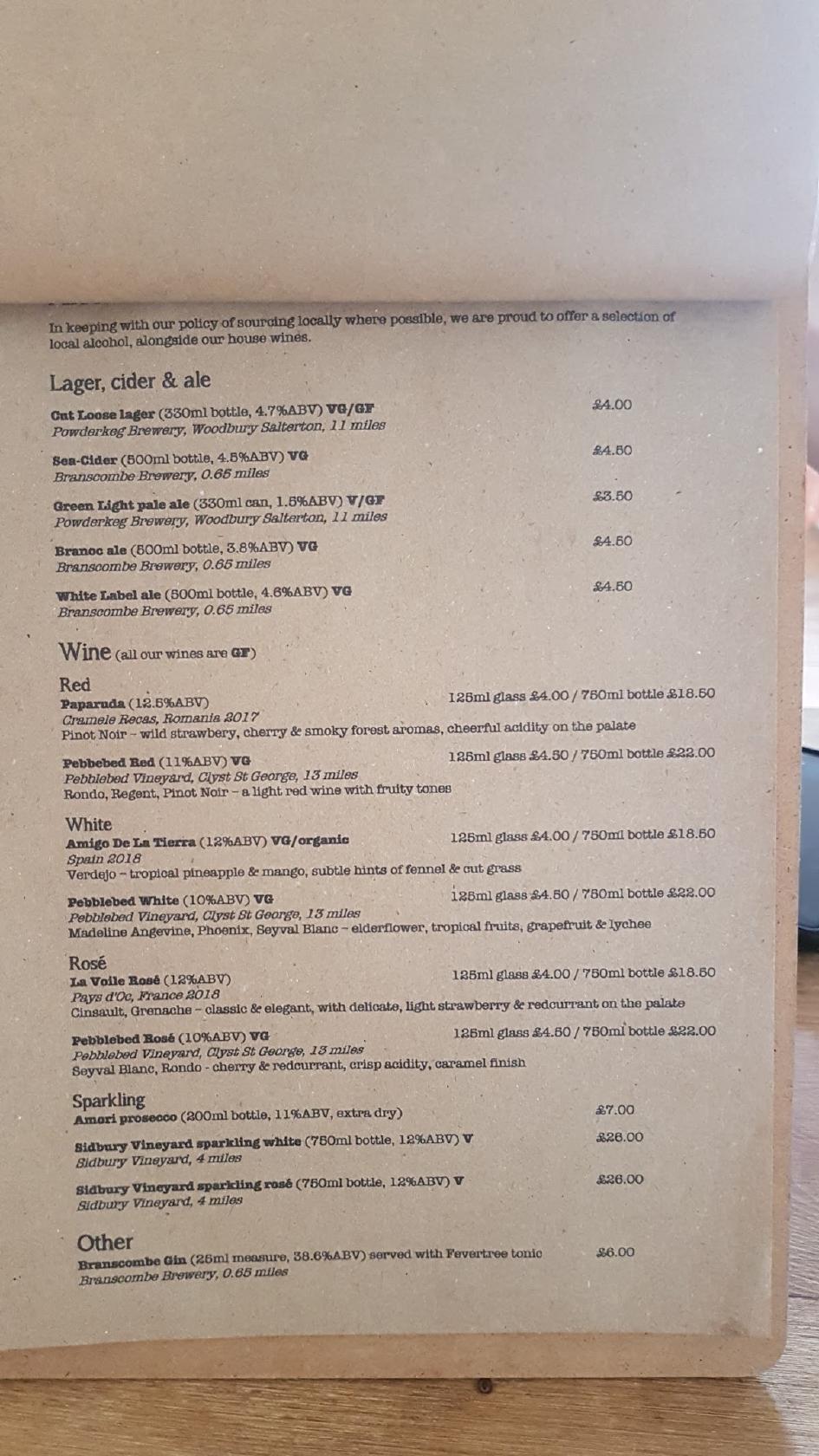 Menu at The Old Bakery Tea Rooms, Branscombe, Brancombe