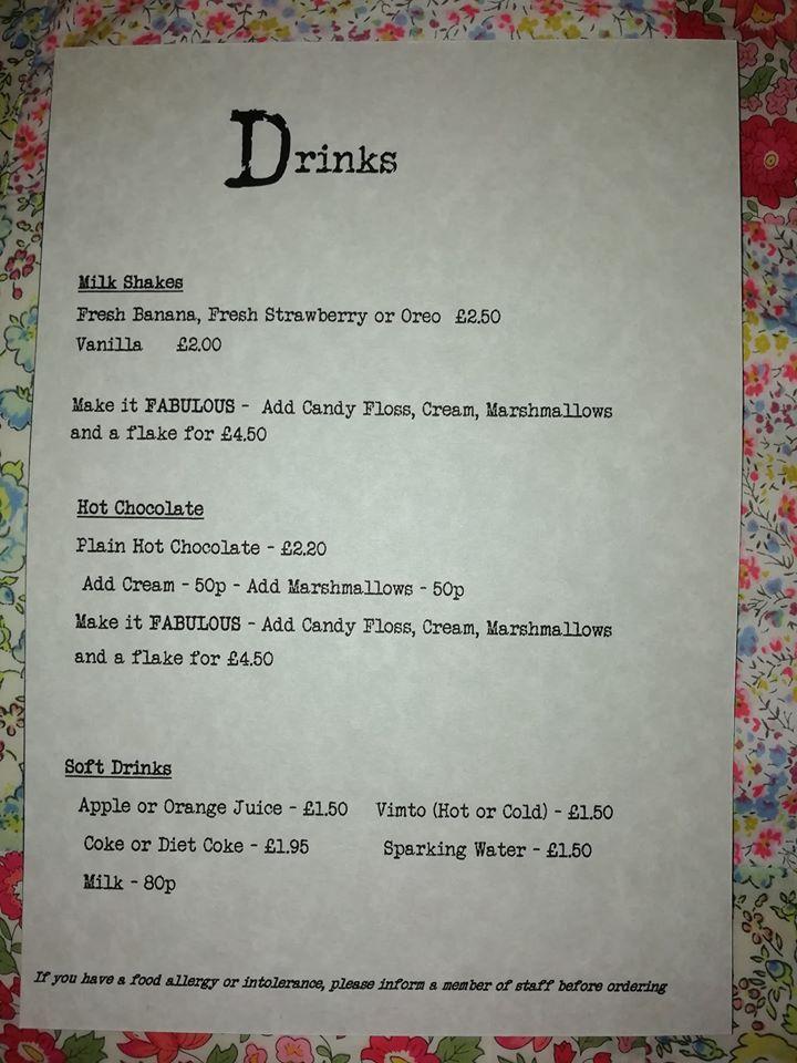 Menu at The Old Stables Vintage Tea Shop cafe, Chorley