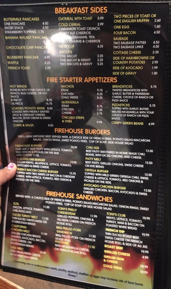 Menu at Tony's Firehouse Restaurant, Shafter