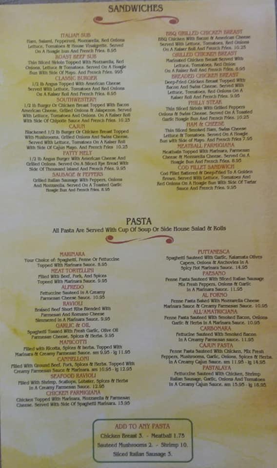 Menu at Clubhouse Grille, West Frankfort, 805 W Main St