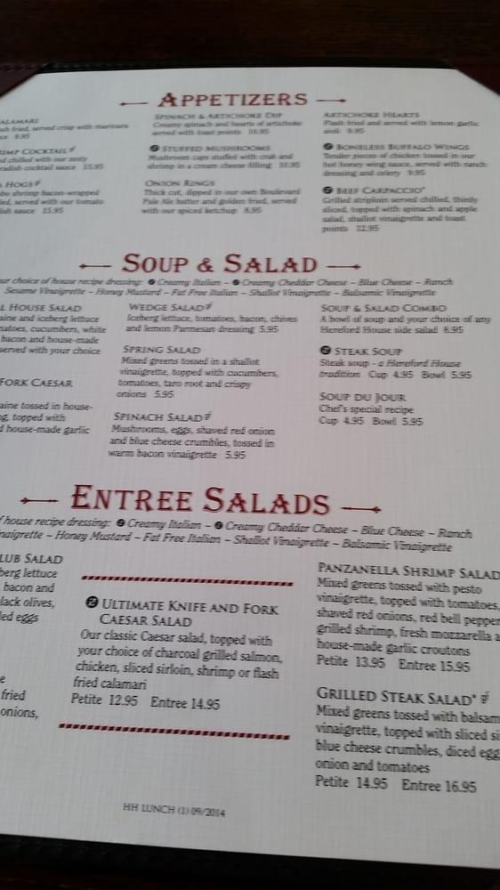 Menu at Hereford House - Zona Rosa steakhouse, Kansas City, N Stoddard Ave