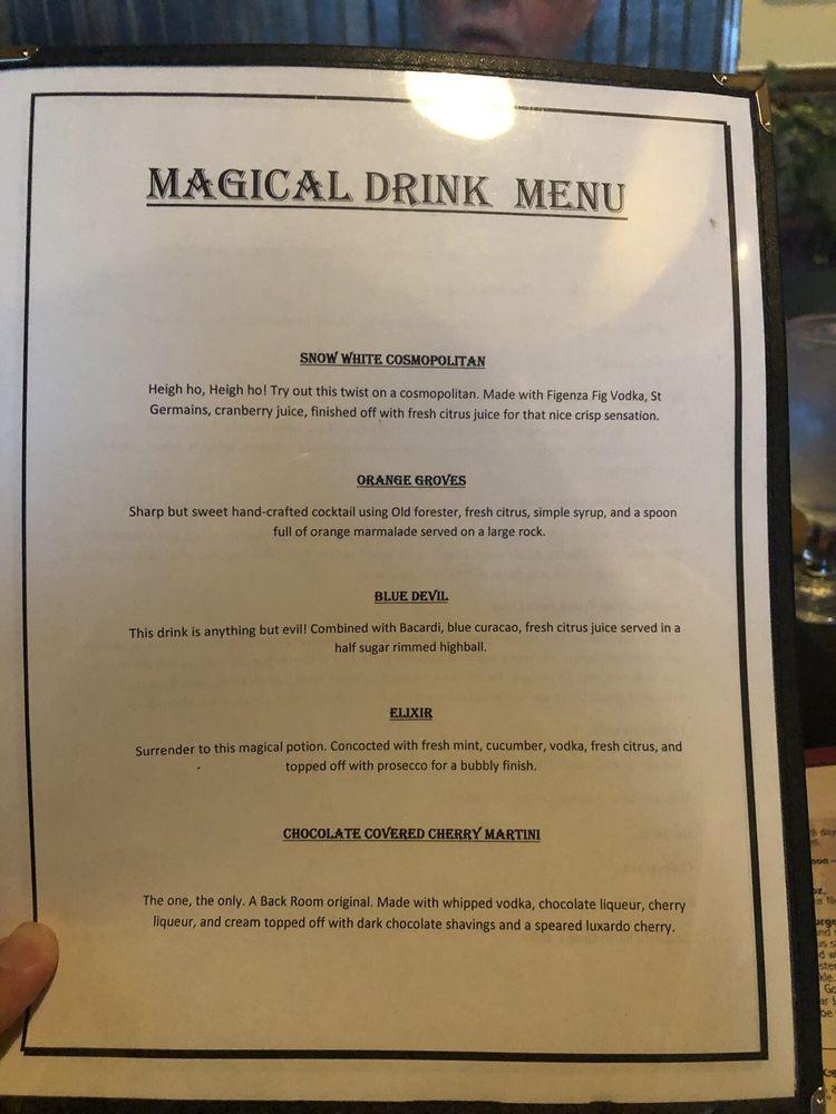 Menu at The Back Room Steakhouse, Apopka