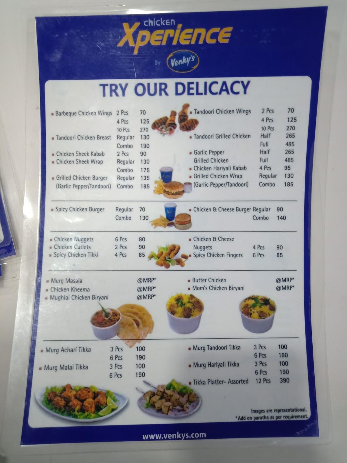 Menu at Venky's Chicken Xperience, Pala