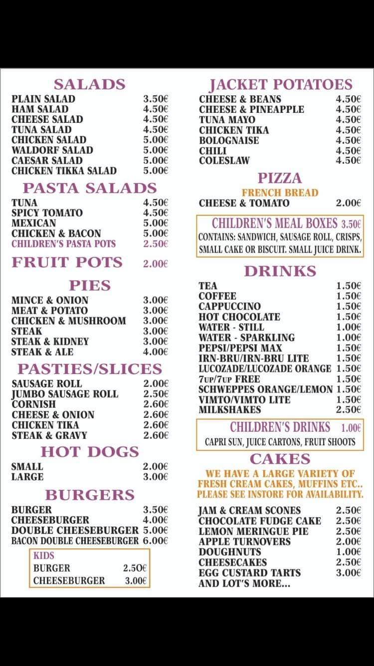 Menu at Delilah's Diner restaurant, Puerto Rico de Gran Canaria