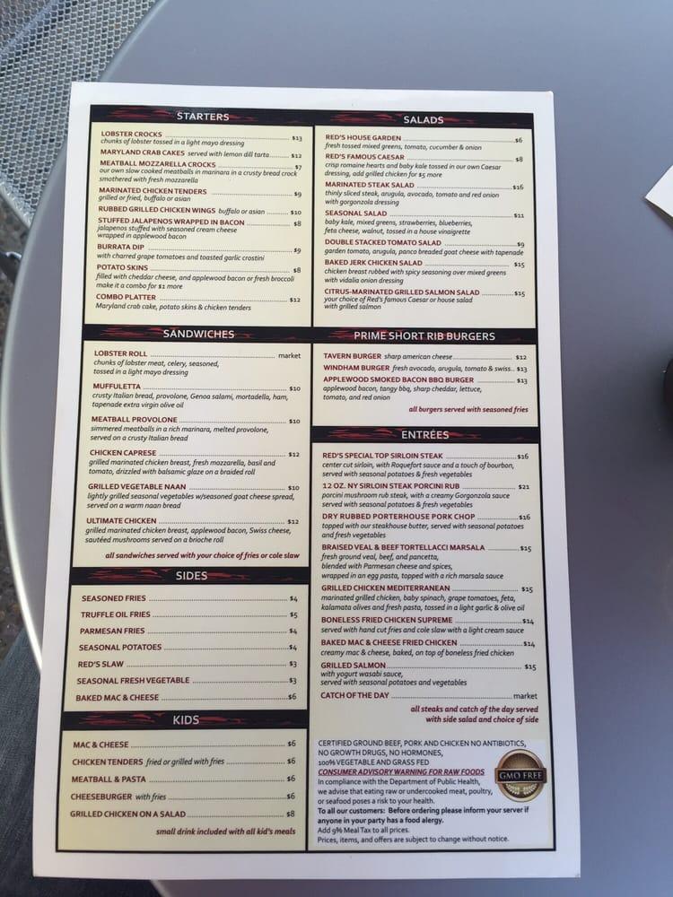 Menu at Friendly Red's Tavern pub & bar, Windham