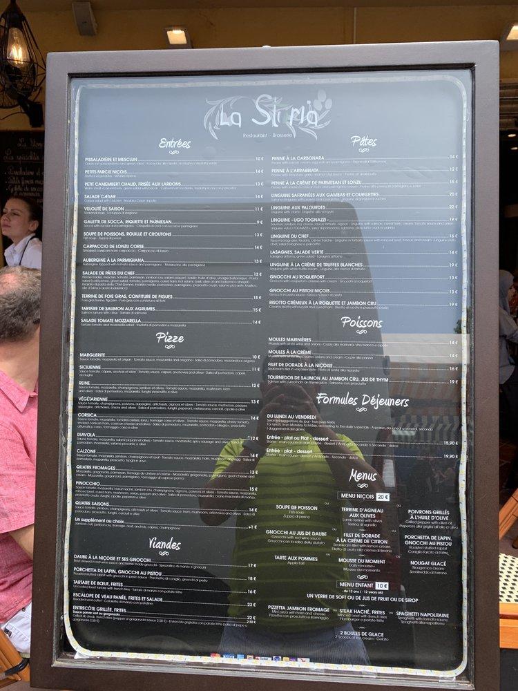 Carta del restaurante La Storia, Niza, 1 Cr Saleya 3