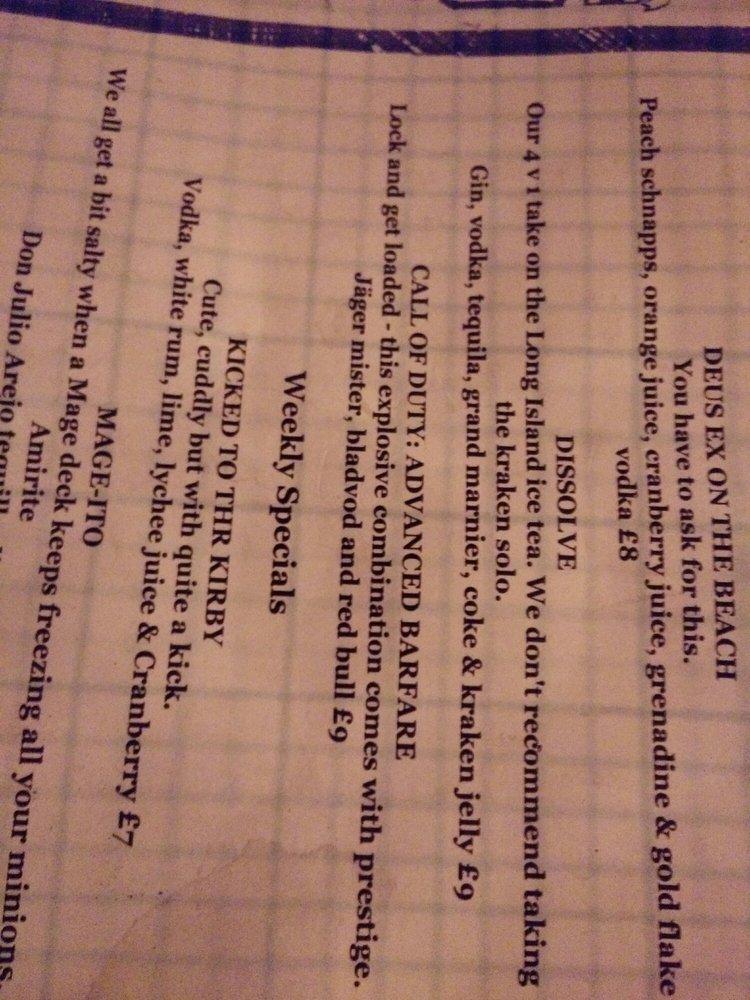 Menu at Loading Bar, London, 129 Stoke Newington High St