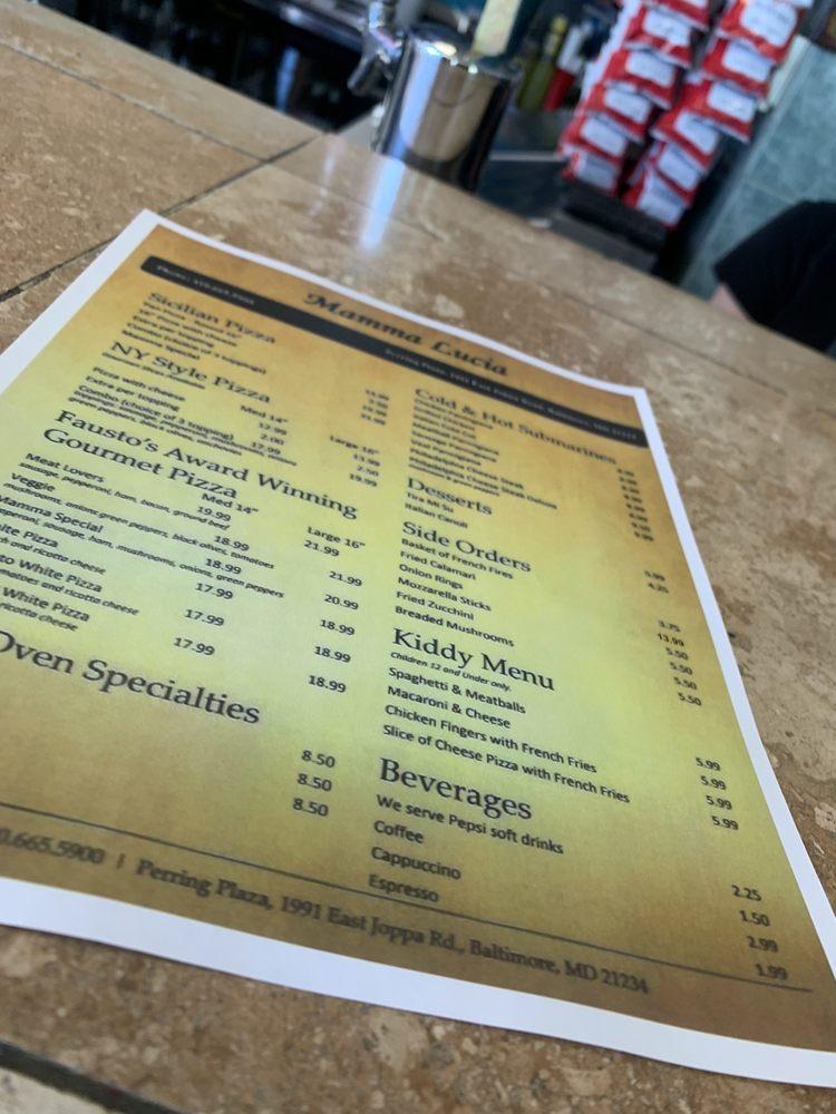 Menu at Mamma Lucia restaurant, Parkville, E Joppa Rd