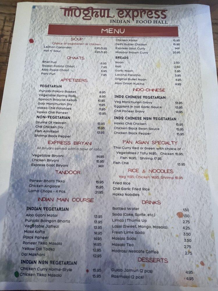 Menu at Moghul Express Parsippany restaurant, Parsippany-Troy Hills