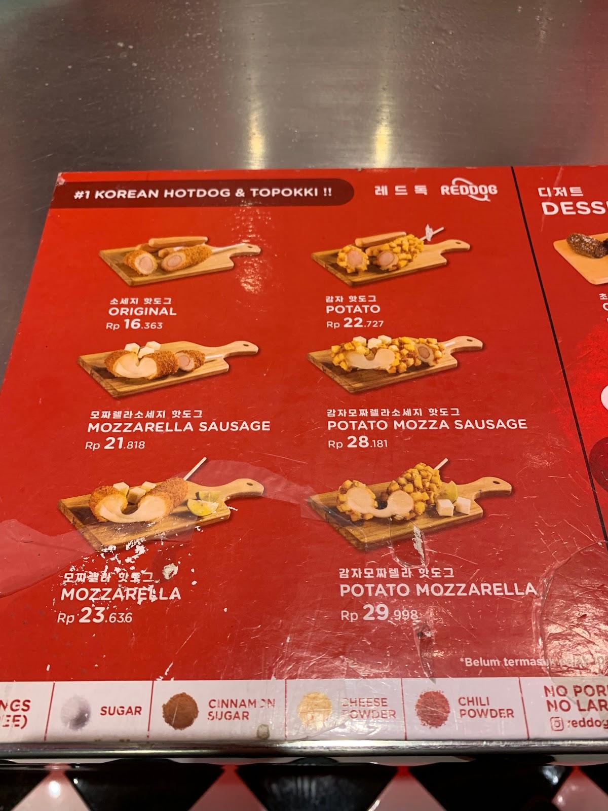 Menu at Reddog Lippo Mall Kemang restaurant, South Jakarta