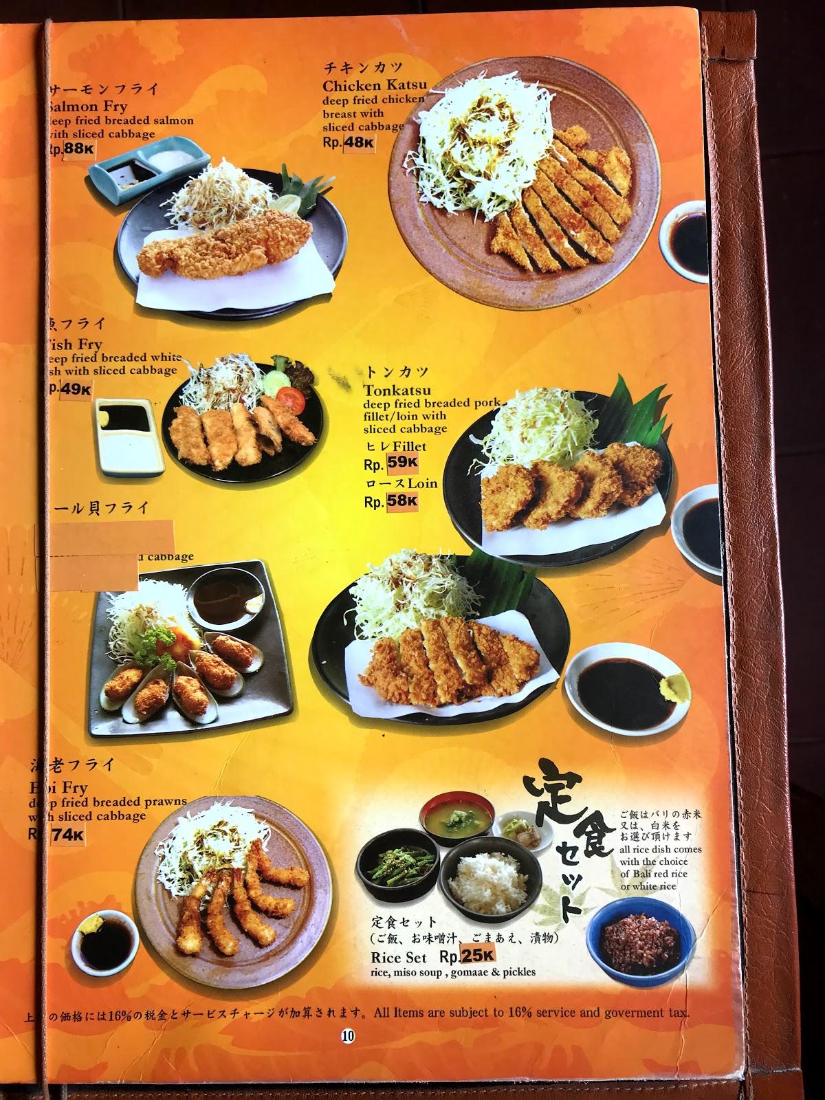 Menu at Ryoshi Japanese Restaurant Ubud, Ubud