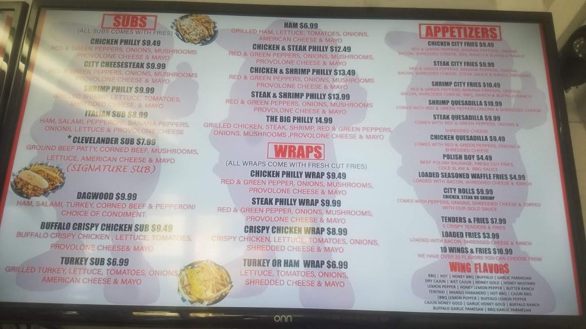 Menu at Sub City restaurant, Cleveland, Euclid Ave