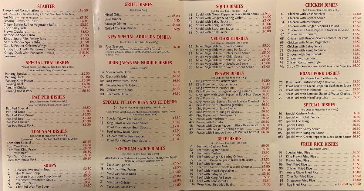 Menu at Sunny Fish & Chips restaurant, Birkenhead