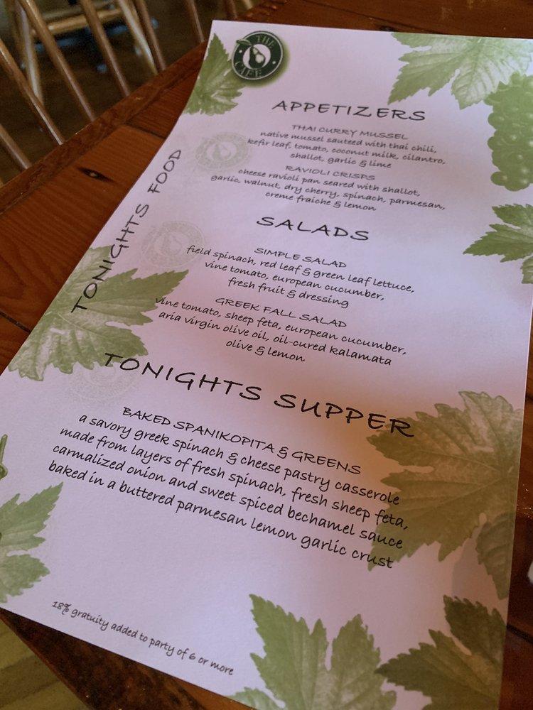 Menu at The Treehouse cafe, Portland, 484 Stevens Ave