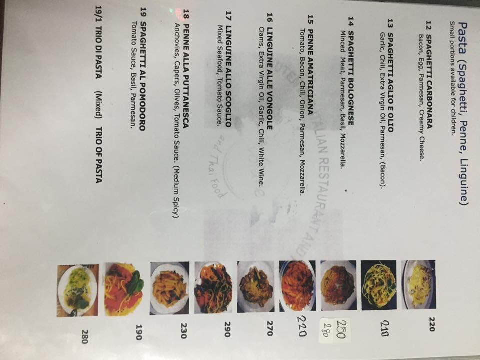 Menu at Volare pizzeria, Hua Hin, Grand Night Market