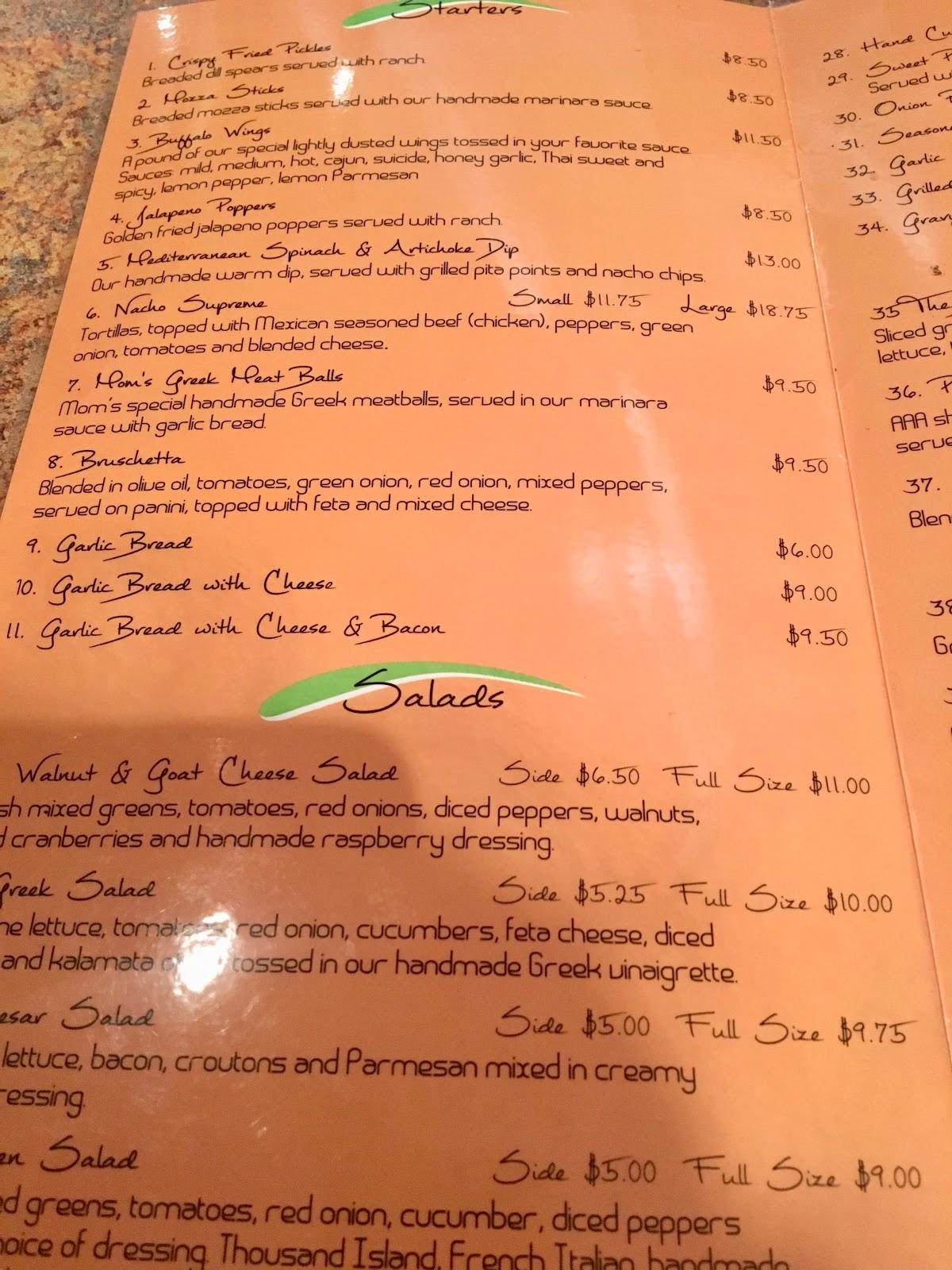 Menu at Your Place Eatery & Bar, Sarnia, 118 Christina St N