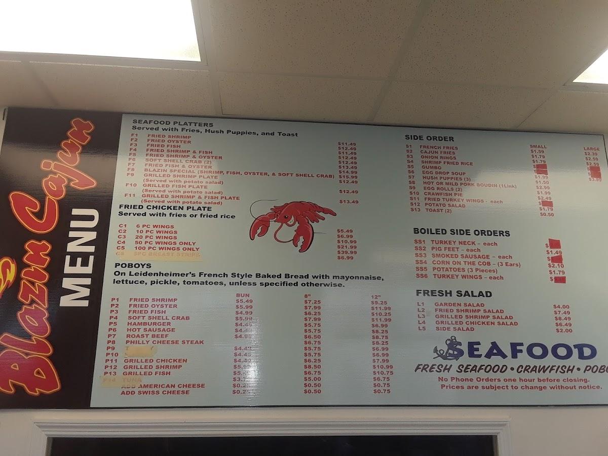 Menu at Blazin Cajun Seafood restaurant, Gulfport